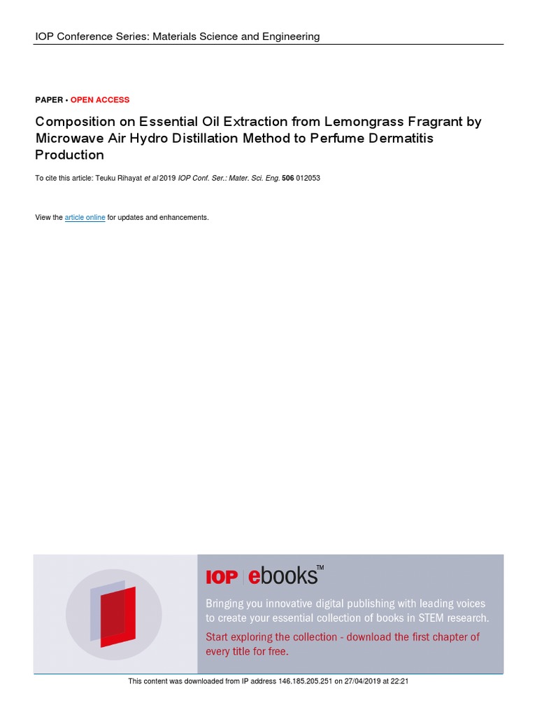 Composition On Essential Oil Extraction From Lemongrass Fragrant by ...