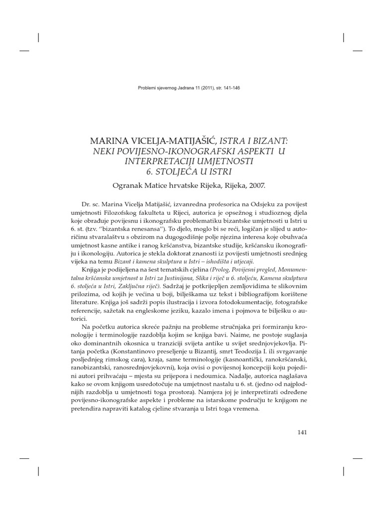 Marina Vicelja Matijasic Istra I Bizant | PDF