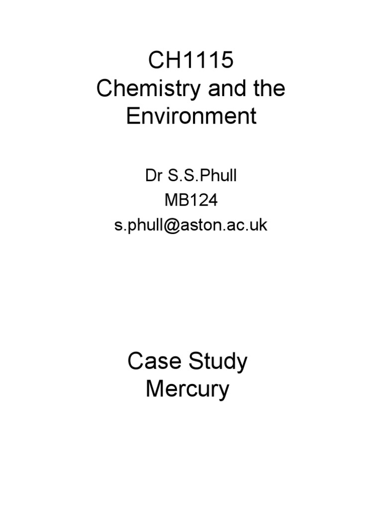 Mercury In The Environment Pdf Mercury Element Chemistry
