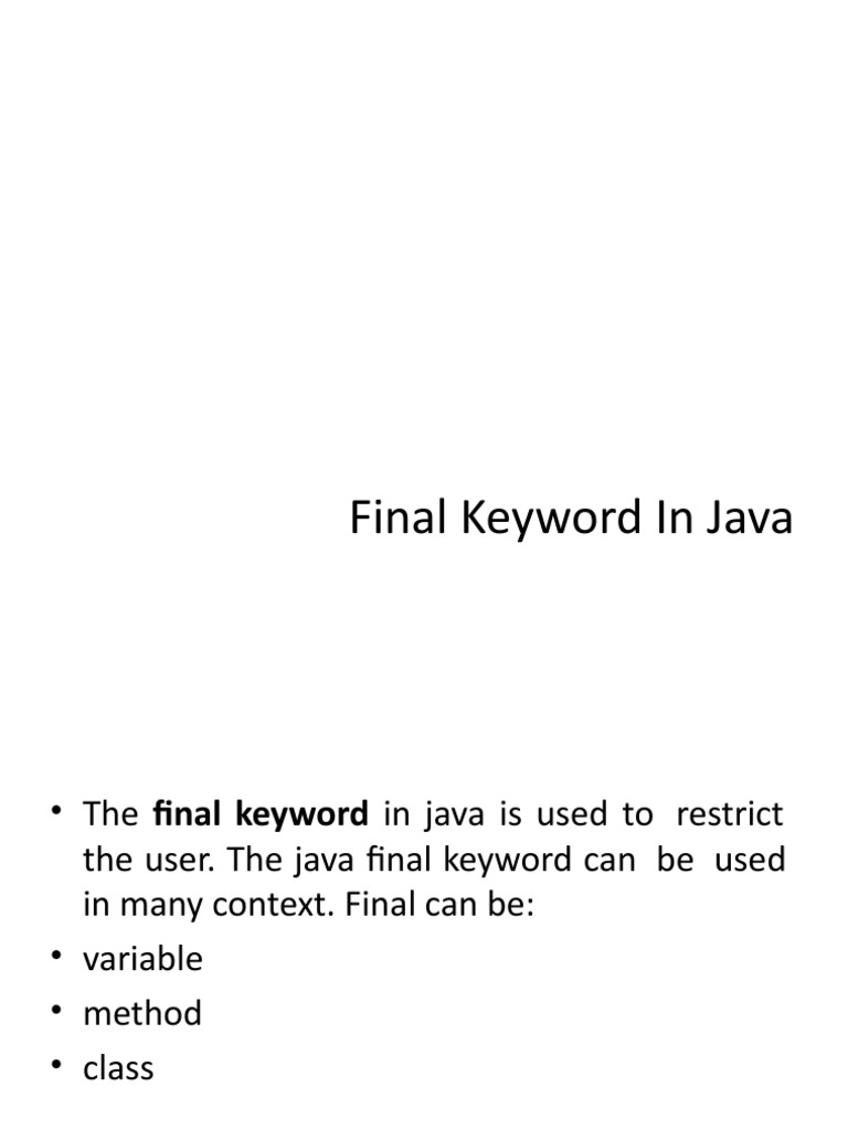 Final Key Word | PDF | Constructor (Object Oriented Programming ...