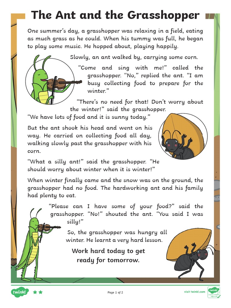 The Ant and the Grasshopper: A Moral Tale | PDF