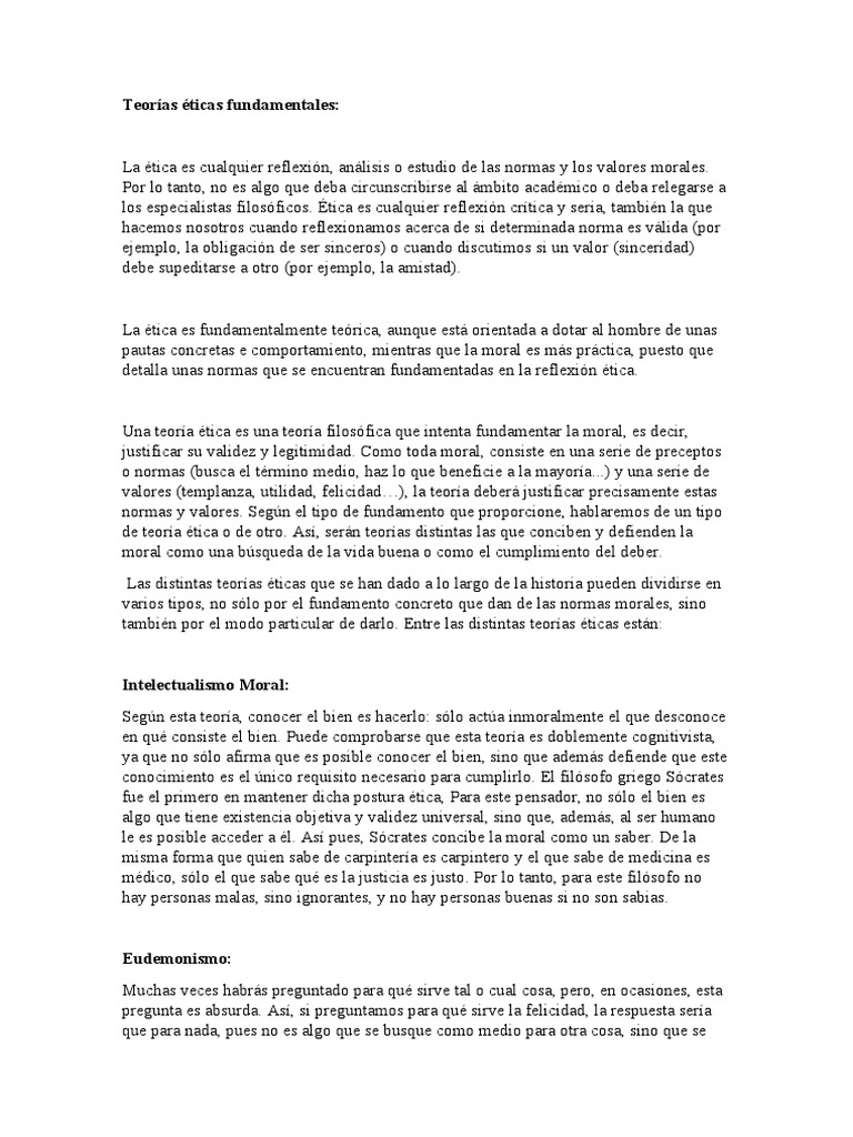 Introducción a Teorías Éticas | PDF | Placer | Moralidad