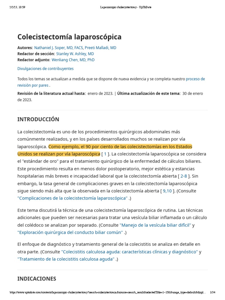 Colecistectomía Laparoscópica: Guía Esencial | PDF | Enfermedades y ...