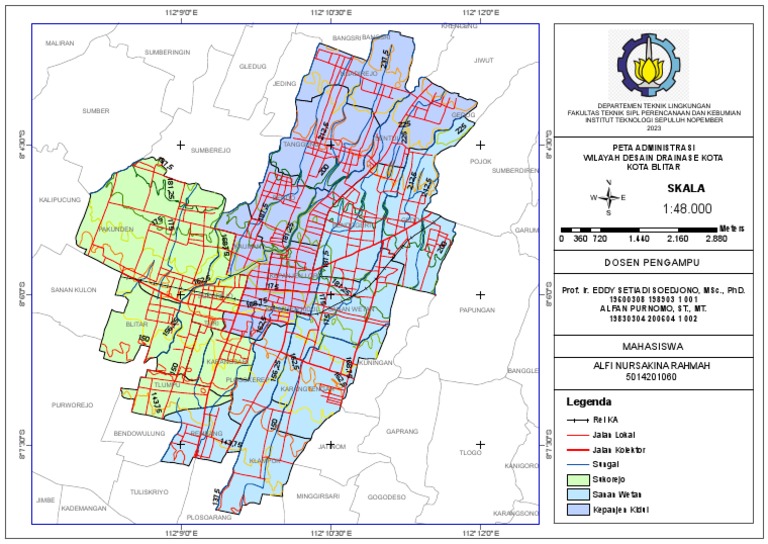 Administrative Map of Blitar City Drainage Design Area | PDF
