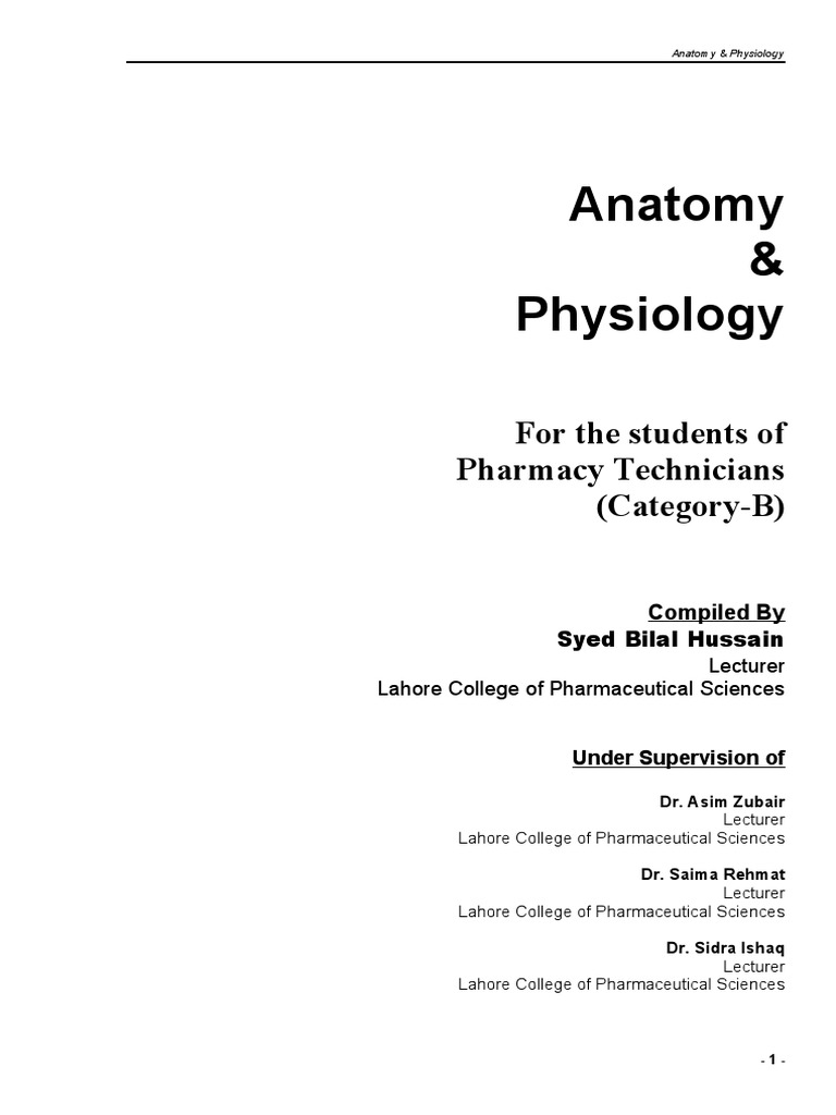 Anatomy & Physiology for Pharmacy Tech | PDF | Anatomical Terms Of ...