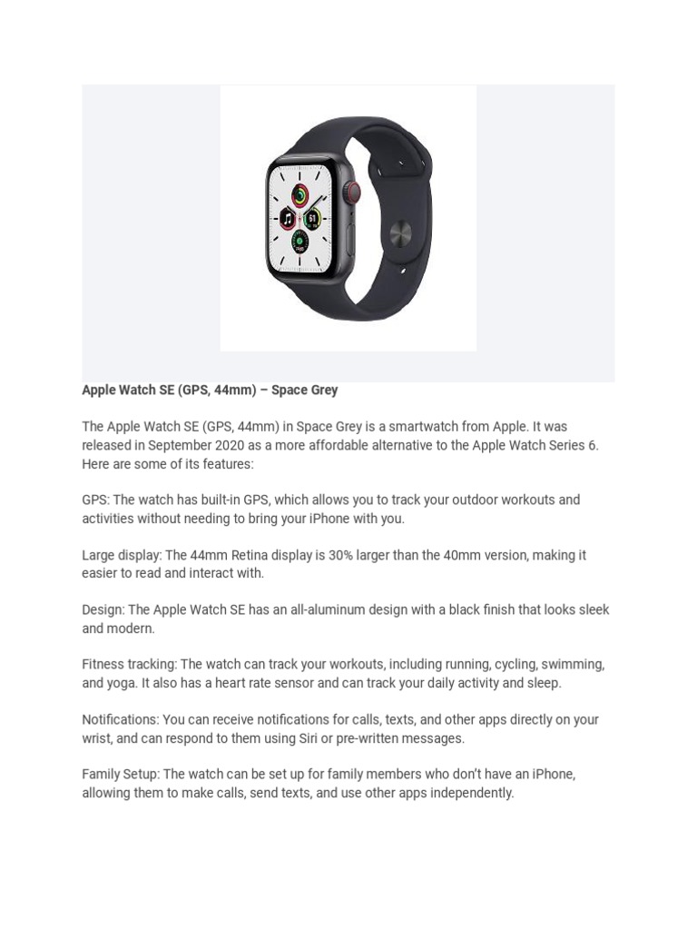 Apple Watch SE (GPS, 44mm) | PDF | Apple Watch | I Phone
