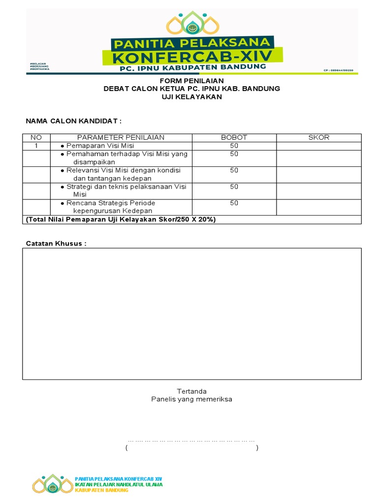 Form Penilaian Untuk Panelis | PDF