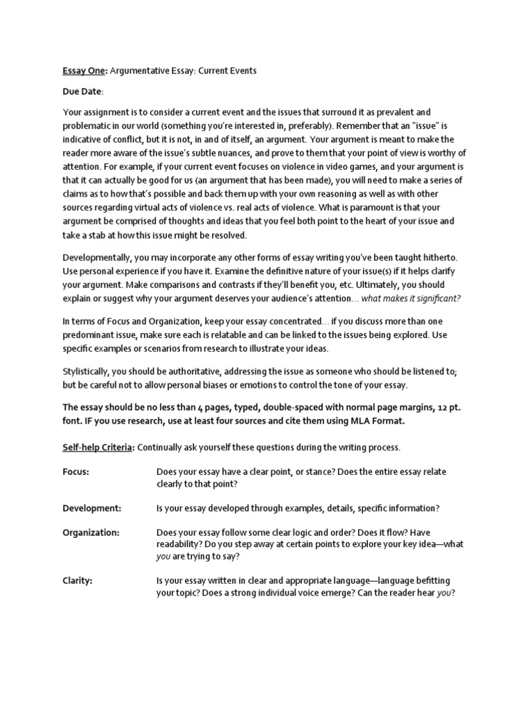Argumentative Essay Current Events -1 | PDF | Essays | Argument