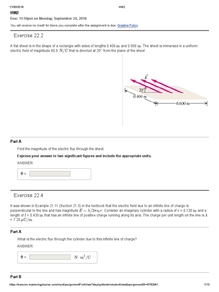 Exercise 22.2: M M N/C | PDF | Electric Charge | Electric Field