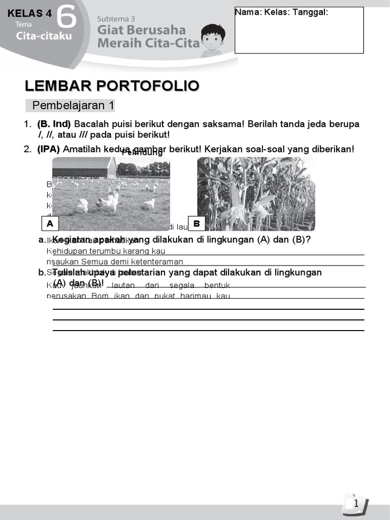 LEMBAR PORTOFOLIO BUPENA 4C Tema 6 Sub 3 | PDF