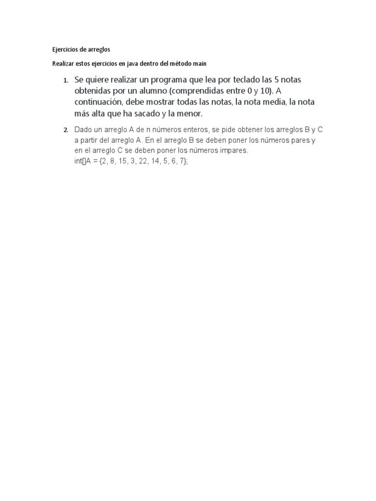 Ejercicios de Arreglos | PDF