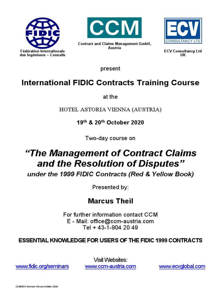 ECV CCM FIDIC Module 2 Vienna October | PDF | Payments | Adjudication