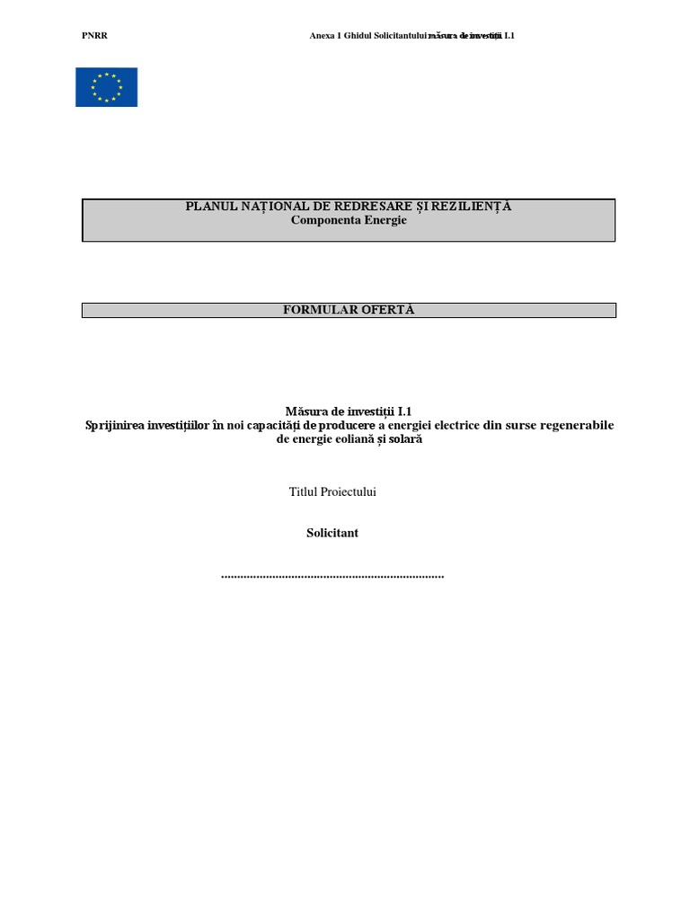 Anexa Formularul Ofertei - Exceptată | PDF