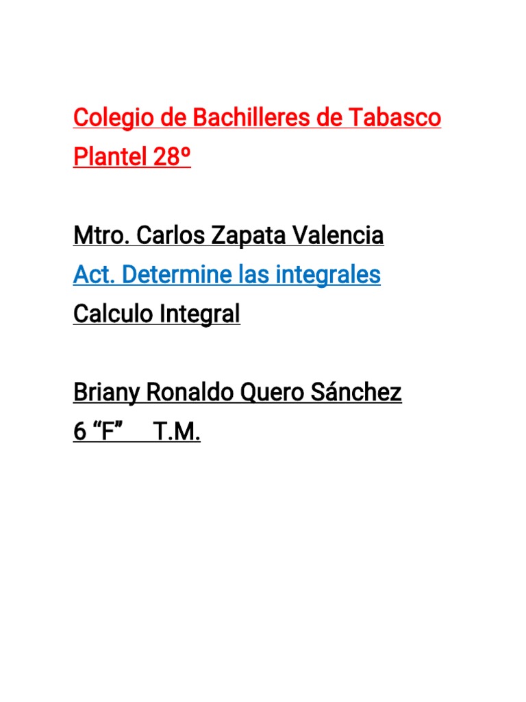 Dtermine Las Integrales | PDF