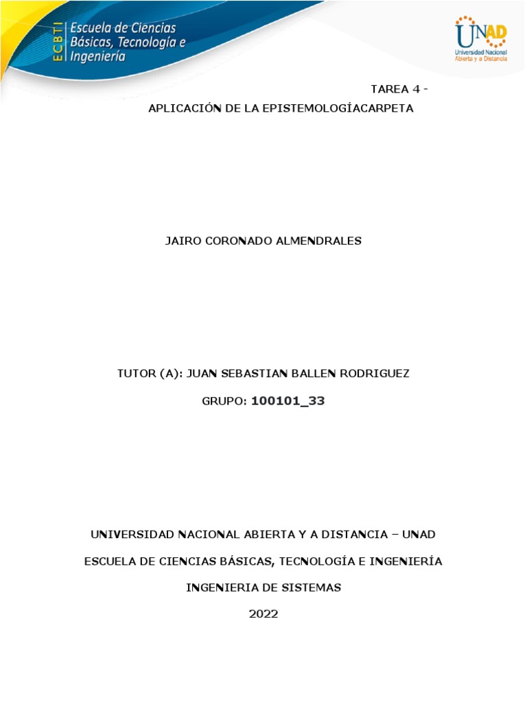 Tarea 4 - Aplicación de La Epistemología - Jairo Coronado | PDF