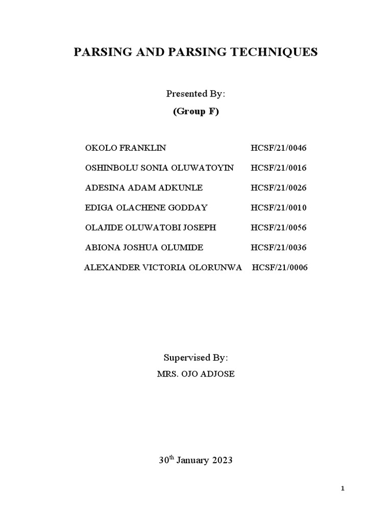 Parsing and Parsing Techniques in Compiler Construction | PDF | Parsing | Computer Science