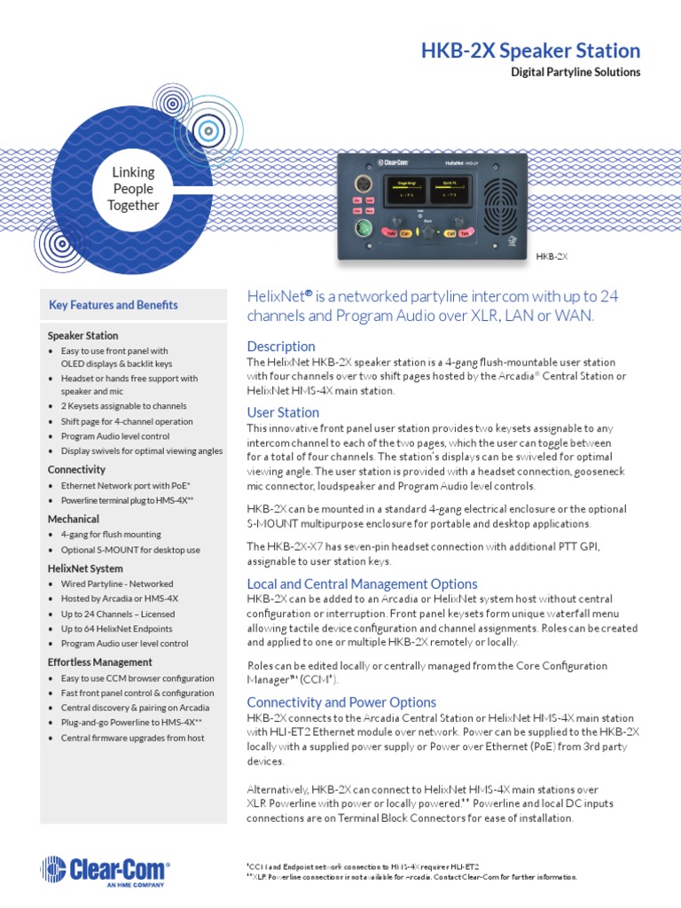 HKB-2X SpeakerStation Datasheet | PDF | Microphone | Loudspeaker