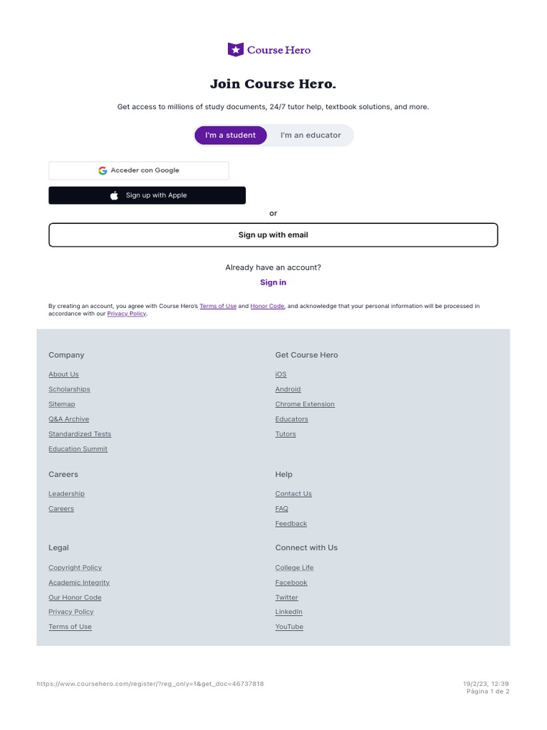 Sign Up - Course Hero | PDF | World Wide Web | Internet & Web