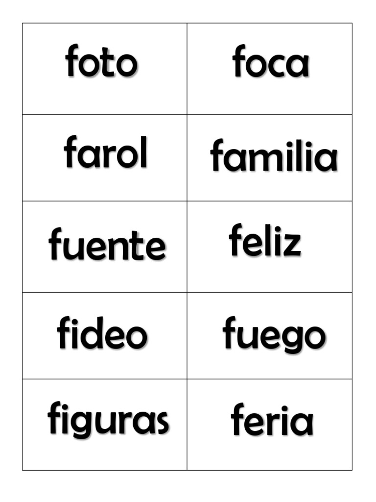 Aprende con Camilita: Palabras con F | PDF