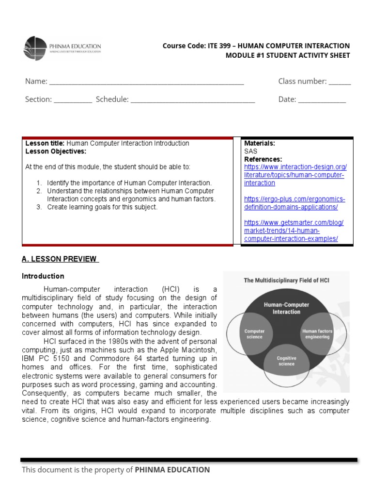 ITE 399-Human Computer Interaction SAS#1 | Download Free PDF | Human ...