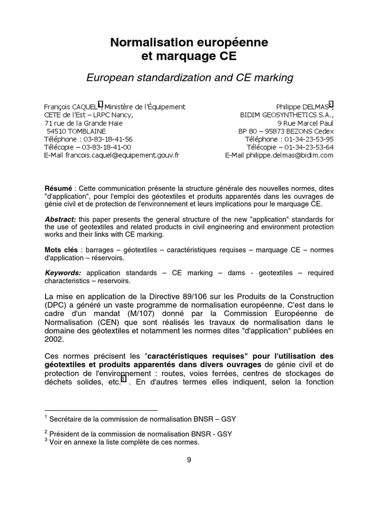 Normalisation Européenne Et Marquage CE: European Standardization and ...