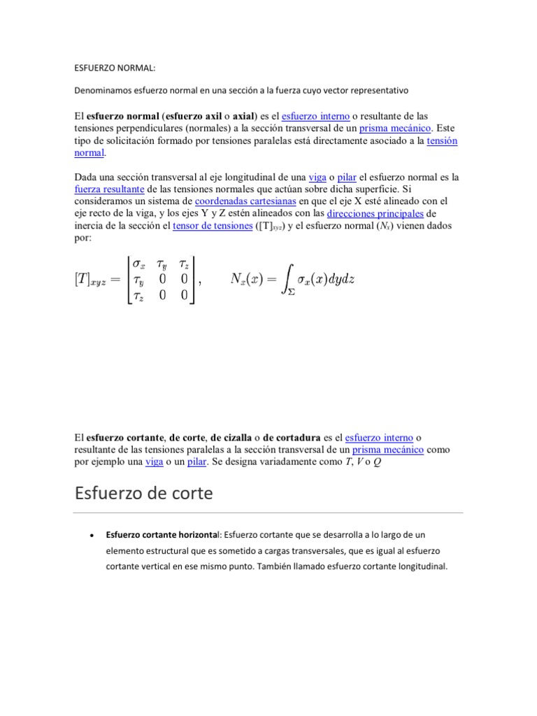 Esfuerzo Normal | PDF | Estrés (Mecánica) | Mecánica