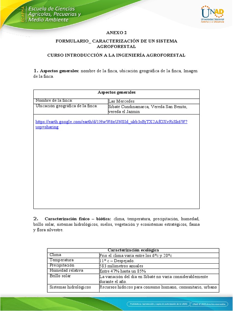 Anexo 2 - Formulario para La Caracterización de Un SAF | PDF | Clima ...