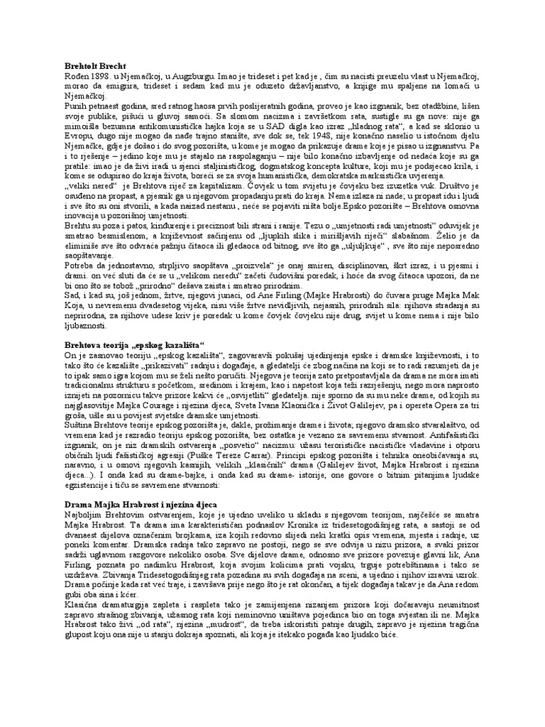 B Breht Majka Hrabrost | PDF