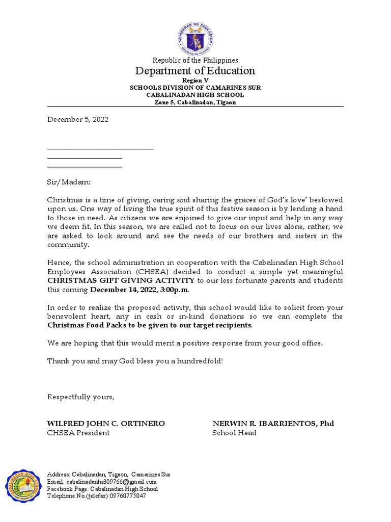 Gift Giving Letter | PDF