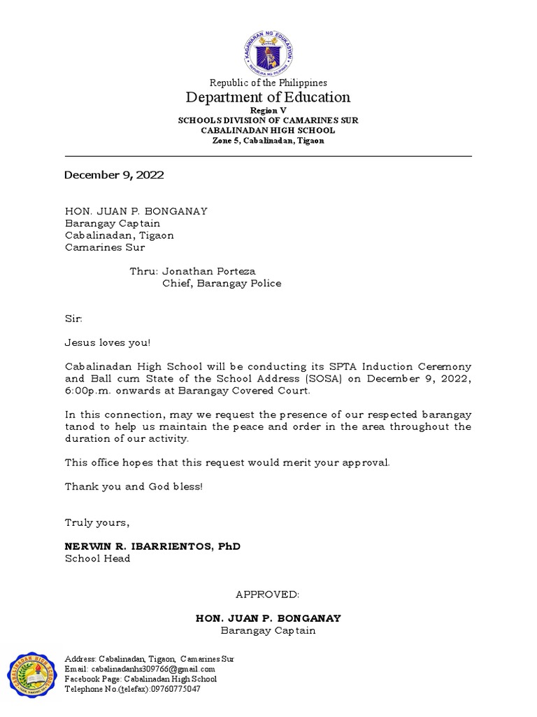 Request For Tanod | PDF