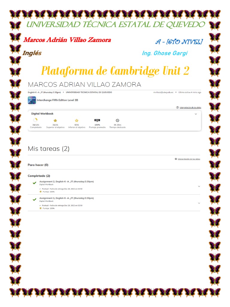 Inglés (Plataforma de Cambridge Unit 2) | PDF