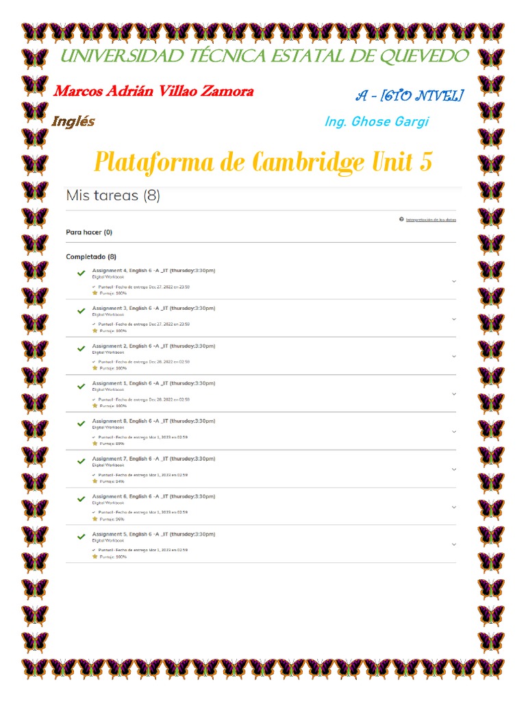 Inglés (Plataforma de Cambridge Unit 5) | PDF