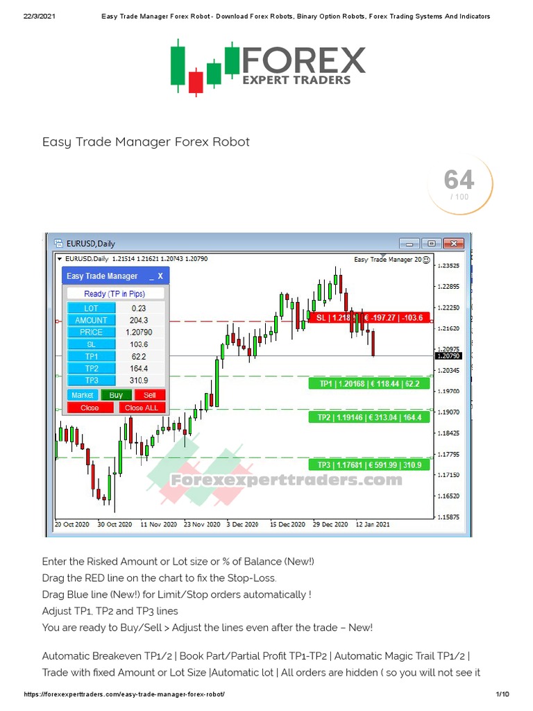 Configuring Trade Settings and Parameters for the Easy Trade Manager Forex Robot | PDF | Order ...