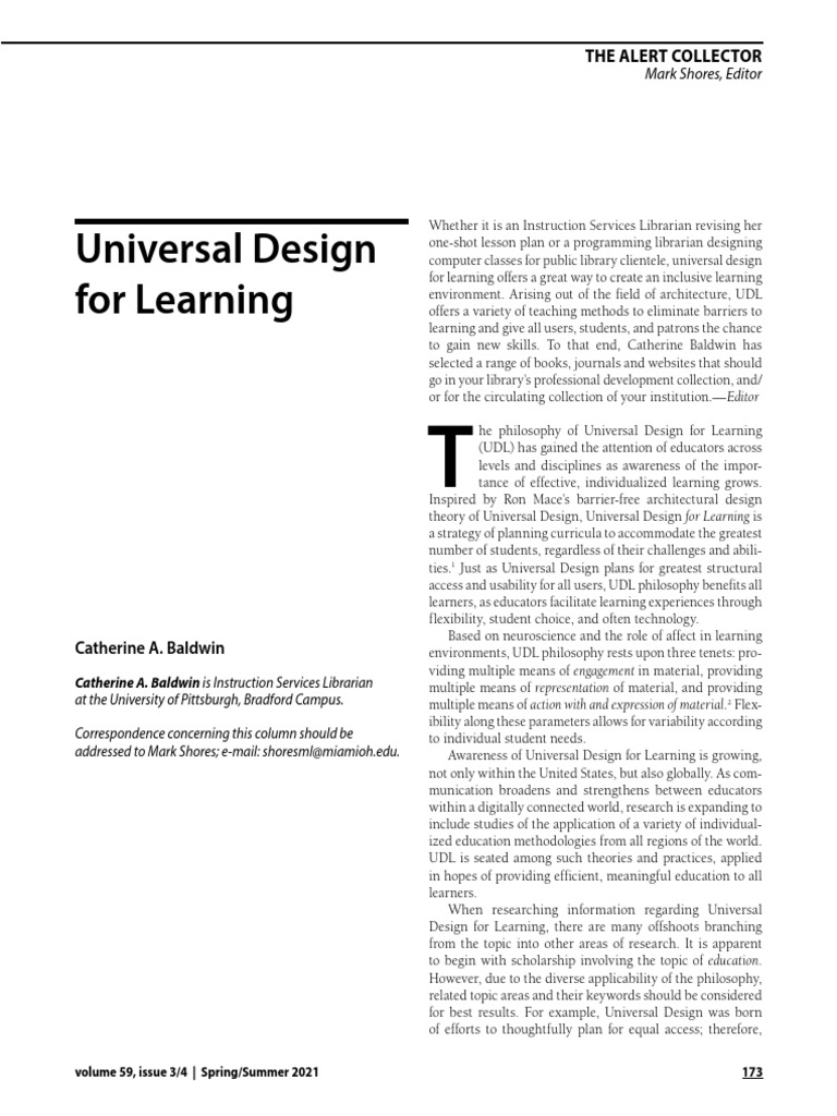 Universal Design For Learning | PDF | Learning | Teachers