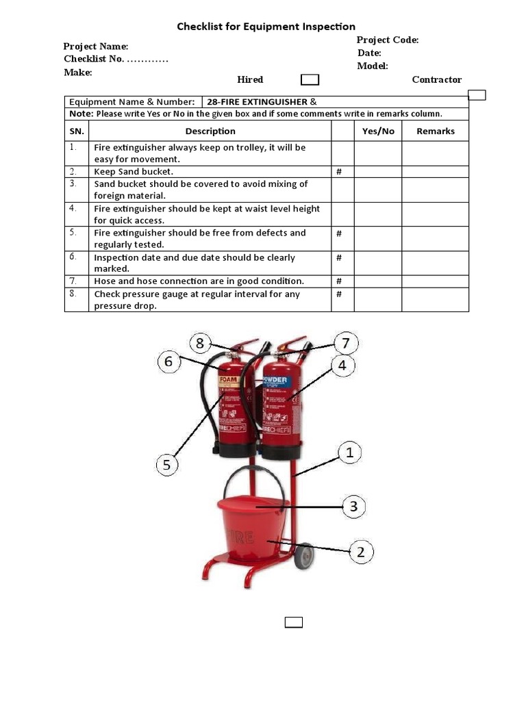 Fire Extinguisher Inspection Checklist | PDF | Home & Garden | Computers