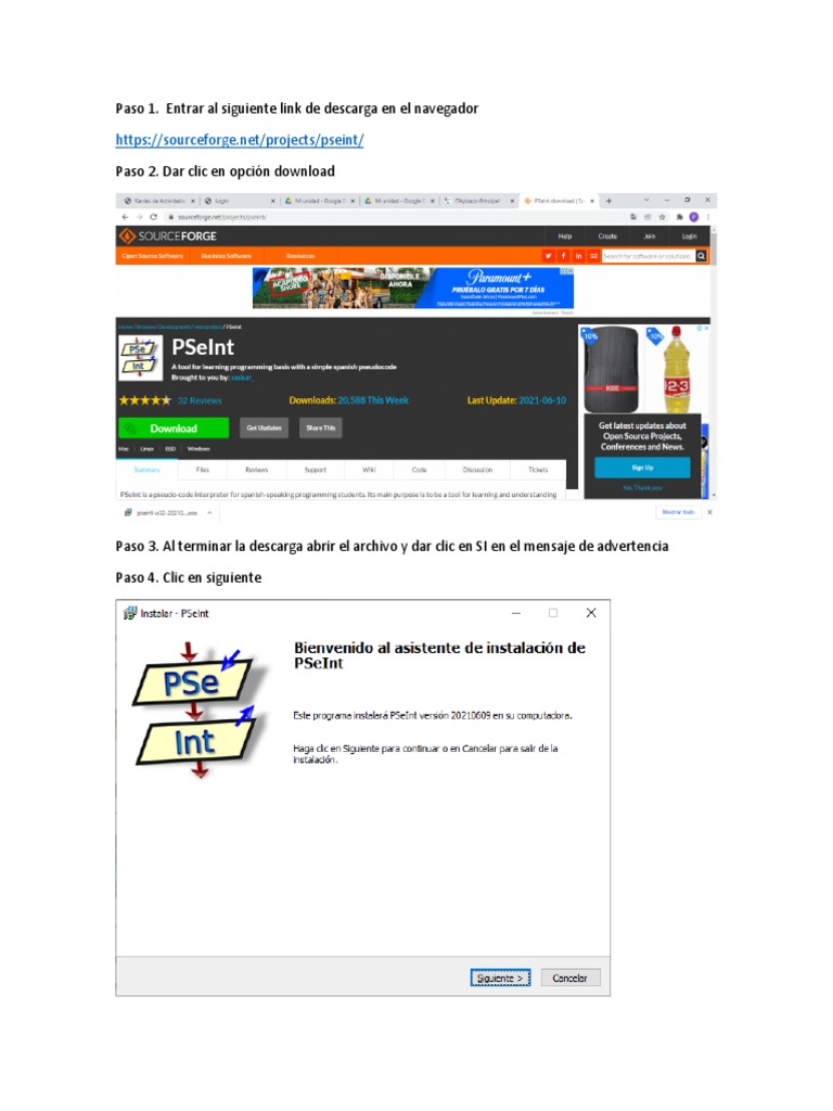 Instalacion de PSEint Paso A Paso y Recursos Adicionales | PDF ...