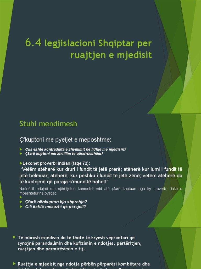 6.4 Legjislacioni Shqiptar Per Ruajtjen e Mjedisit | PDF