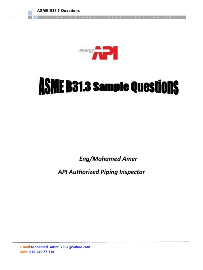 ASME B31.3 Questions | PDF | Pipe (Fluid Conveyance) | Mechanical ...