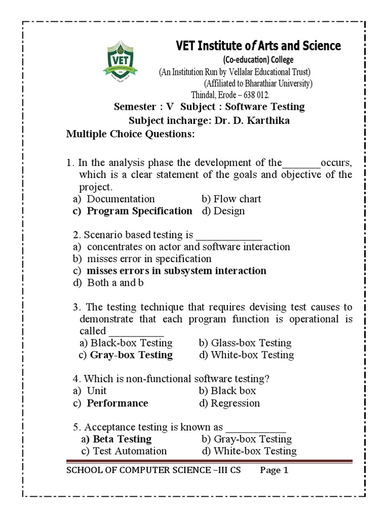 Software Testing - QUESTION BANK | PDF | Software Testing | Software Bug Software Testing - QUESTION BANK | PDF | Software Testing | Software Bug