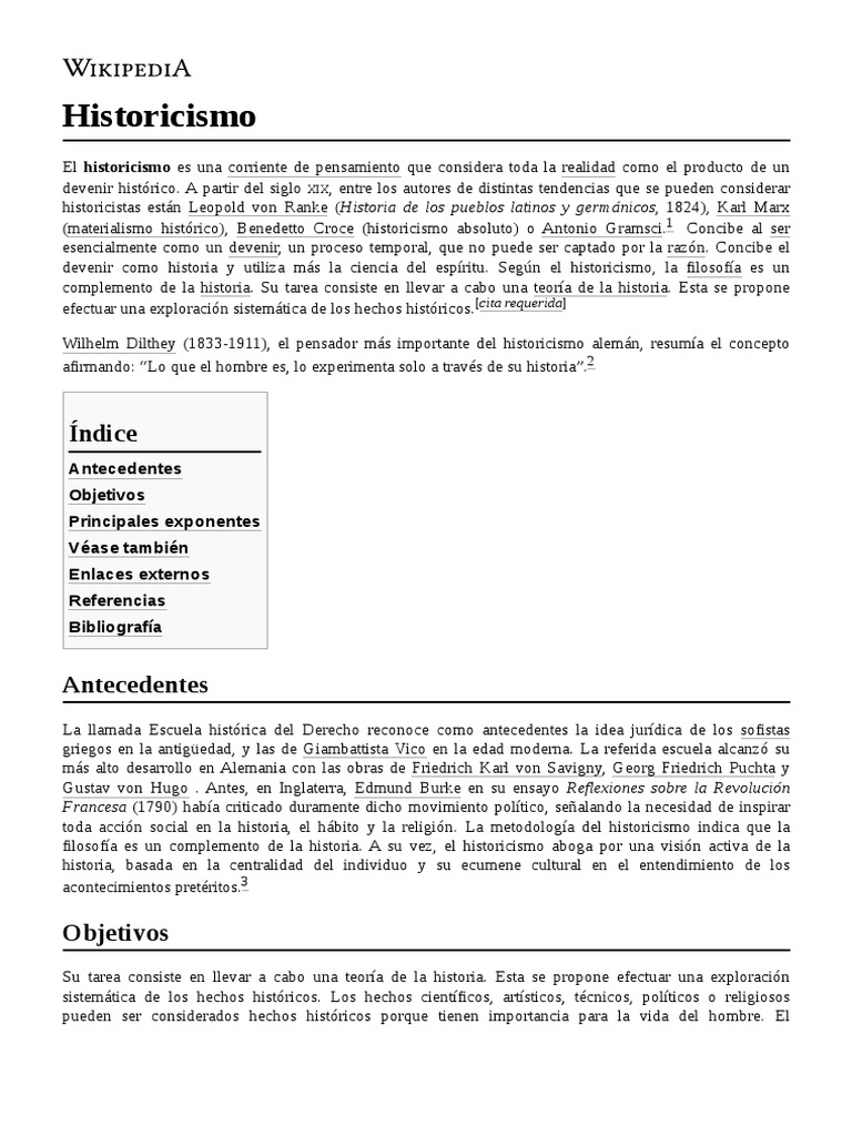 Historicismo | PDF | Teorías filosóficas | Movimientos filosóficos