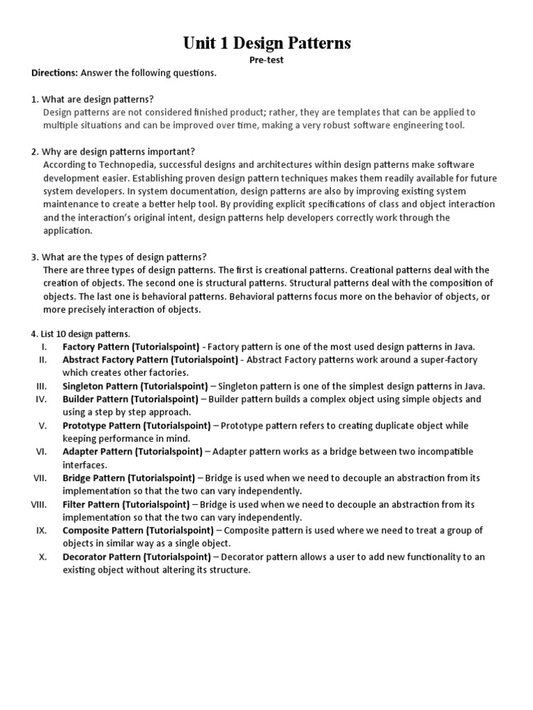 Se 2 Unit 1 Design Patterns 1 Pdf Object Computer Science Abstraction Computer