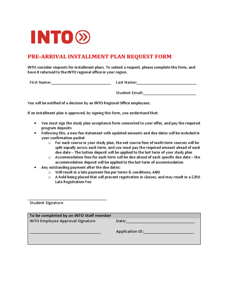 Installment Plan Request Form | PDF