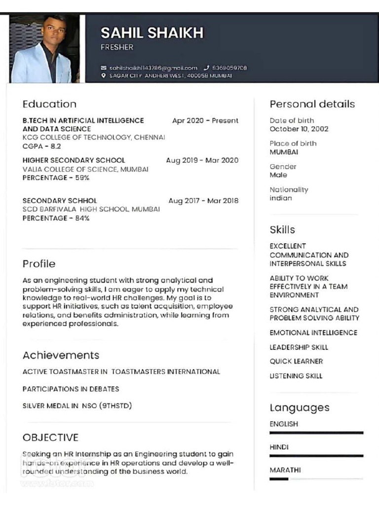 Shaikh Sahil. CV | PDF