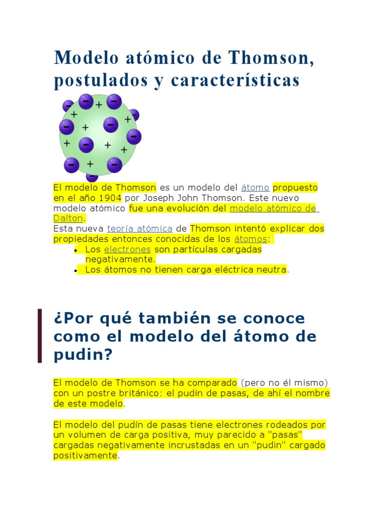 Modelo Atómico de Thomson | PDF | Átomos | Electrón