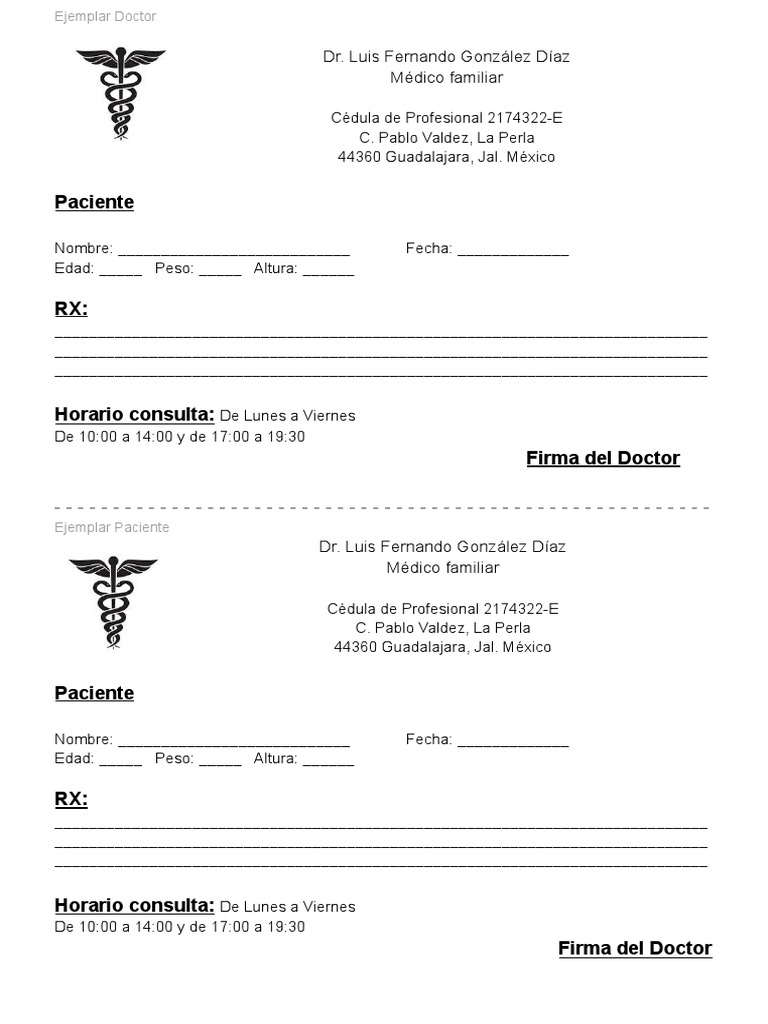 Formato de Receta Medica | PDF