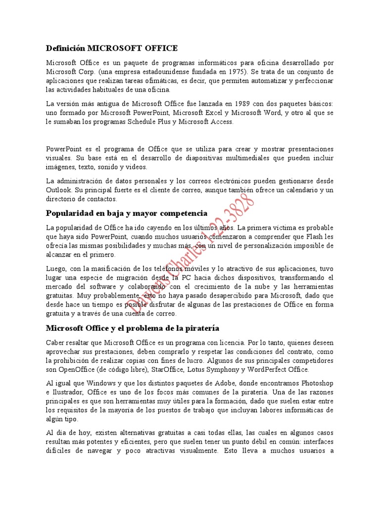 Definición y evolución de Microsoft Office | PDF | Microsoft Office ...