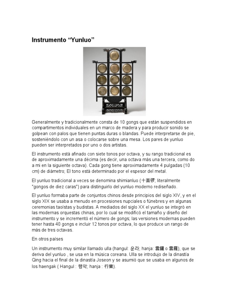 Instrumento Yunluo: Historia y Características | PDF