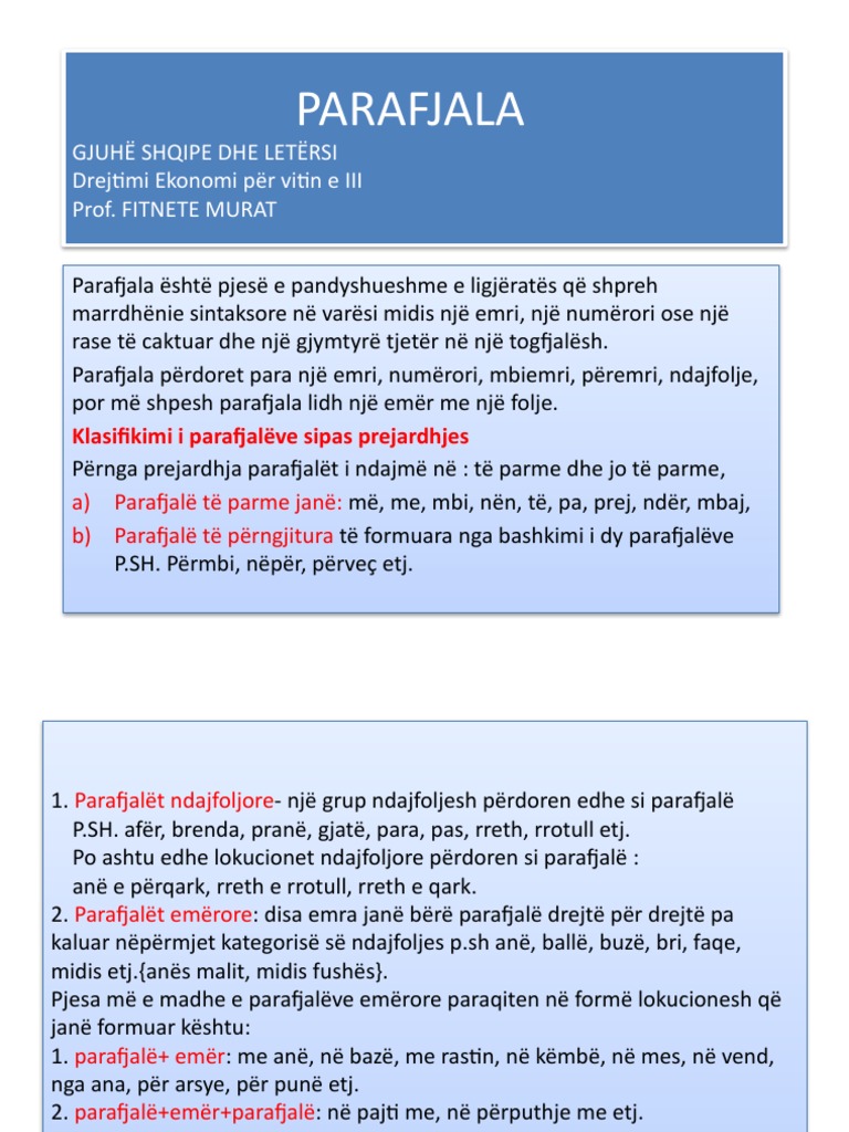 PARAFJALA Për Vitin e III | PDF