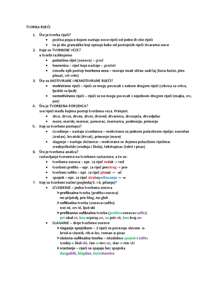 Tvorba Riječi | PDF