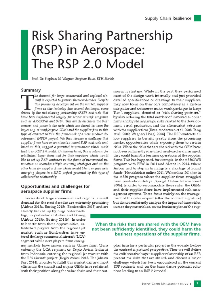 Risk Sharing Partnership - Supply Chain Reilience - 2015 | PDF ...